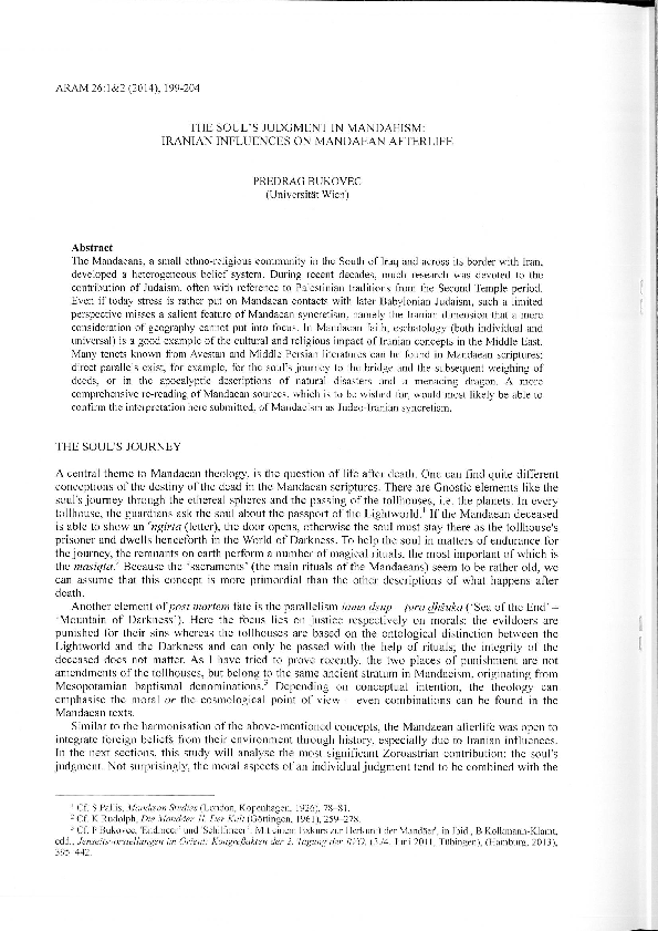 (PDF) The Soul's Judgment in Mandaeism