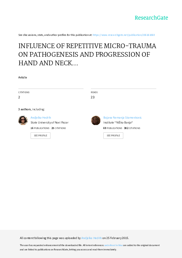 (PDF) Influence of repetitive micro-trauma on pathogenesis and ...