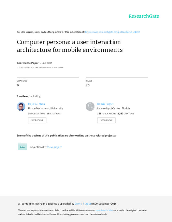 (PDF) Computer persona: a user interaction architecture for mobile ...