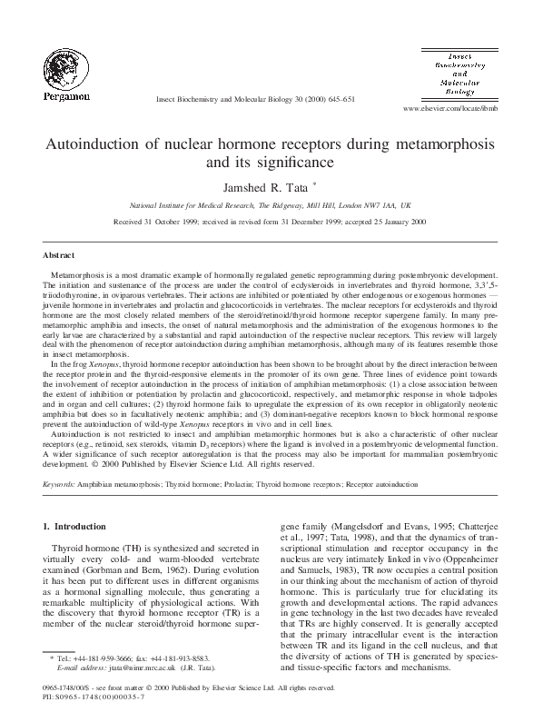 (PDF) Autoinduction of nuclear hormone receptors during metamorphosis ...