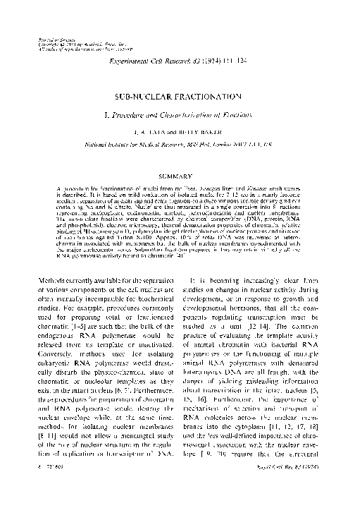 (PDF) Sub-nuclear fractionation I. Procedure and characterization of ...