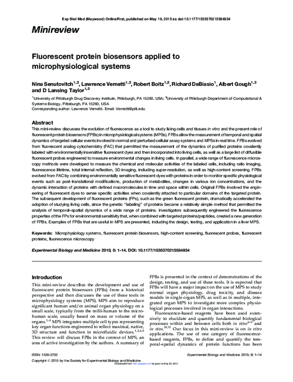 (PDF) Fluorescent protein biosensors applied to microphysiological systems