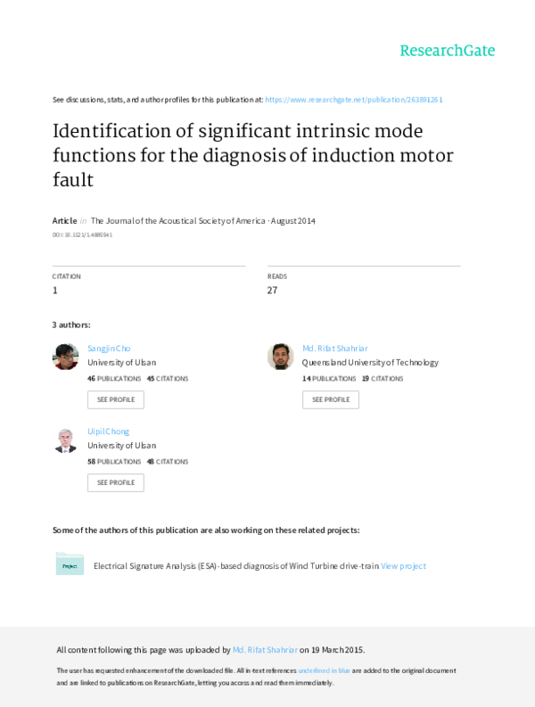 (PDF) Identification of significant intrinsic mode functions for the diagnosis of induction ...
