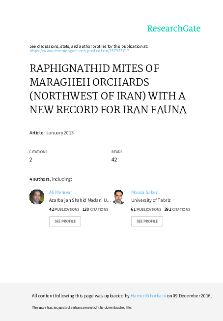 (PDF) Raphignathid Mites of Maragheh Orchards (Northwest of Iran) with ...