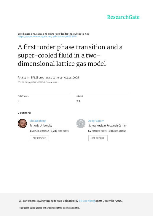 (PDF) A first-order phase transition and a super-cooled fluid in a two-dimensional lattice gas model