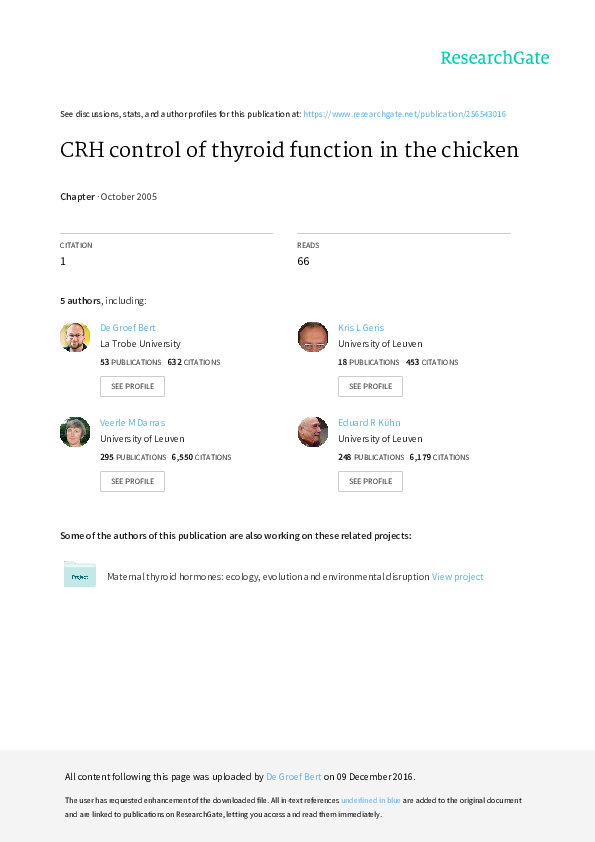 (PDF) CRH control of thyroid function in the chicken | Eduard Kühn ...