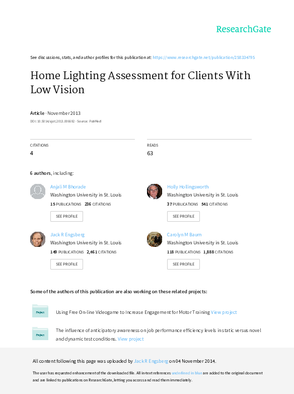 (PDF) Home Lighting Assessment for Clients With Low Vision