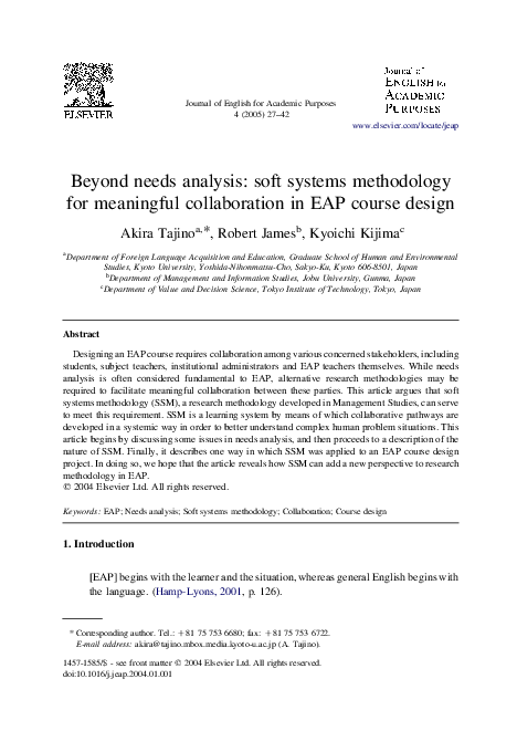 (PDF) Beyond needs analysis: Soft systems methodology for meaningful ...