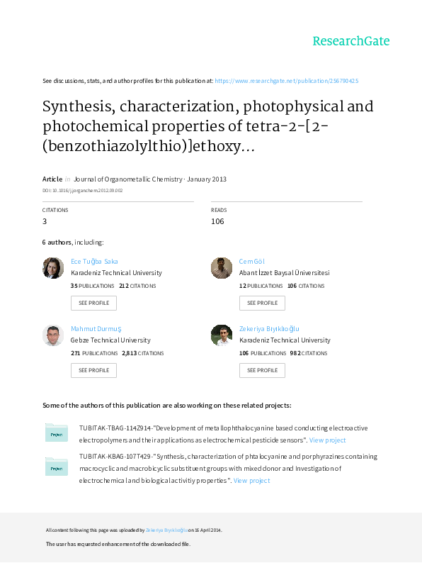 (PDF) Synthesis, Characterization, Photophysical, and Anion-Binding Studies of Luminescent ...