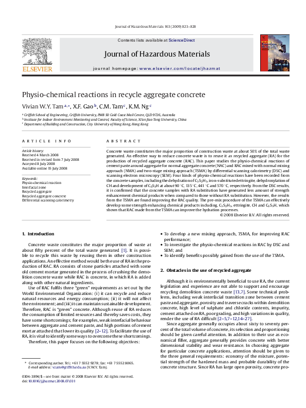 (PDF) Physio-chemical reactions in recycle aggregate concrete