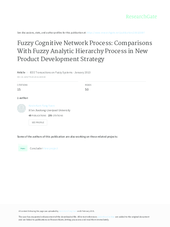 Pdf Fuzzy Cognitive Network Process Comparisons With Fuzzy Analytic