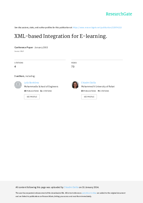 (PDF) XML-based integration for e-learning