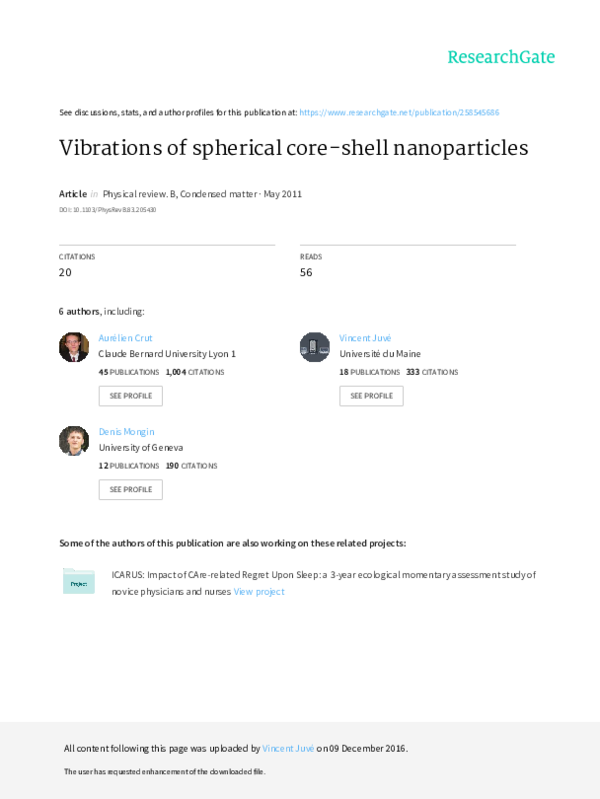 (PDF) Vibrations of spherical core-shell nanoparticles