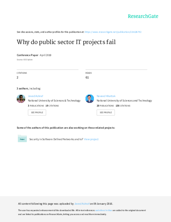 (PDF) Why do public sector IT projects fail