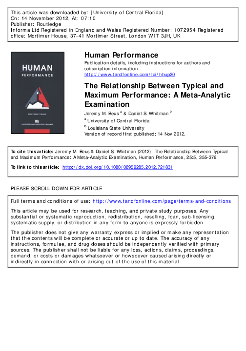 (PDF) The Relationship Between Typical and Maximum Performance: A Meta ...