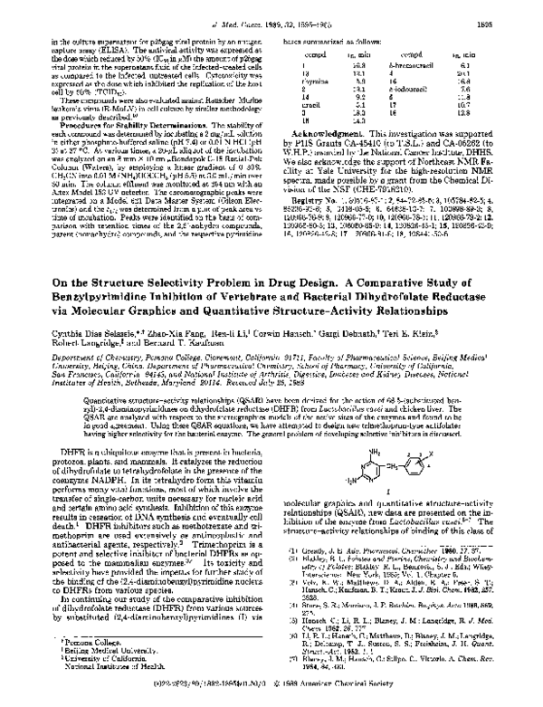 (PDF) On the structure selectivity problem in drug design. A ...