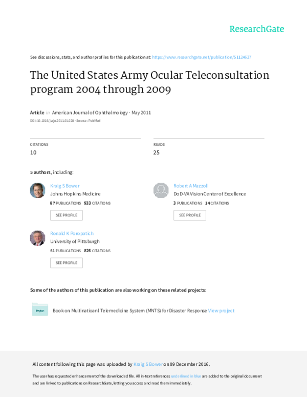 (PDF) The United States Army Ocular Teleconsultation program 2004 ...