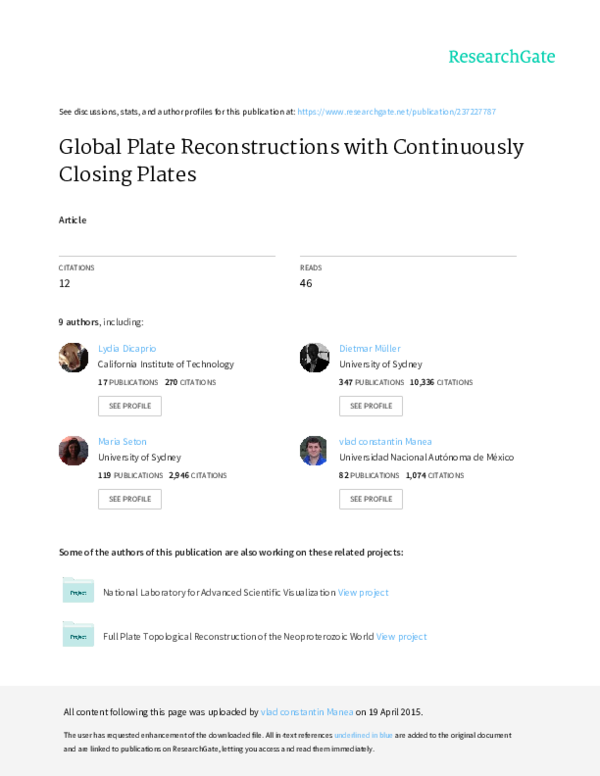 (PDF) Global plate reconstructions with continuously closing plates