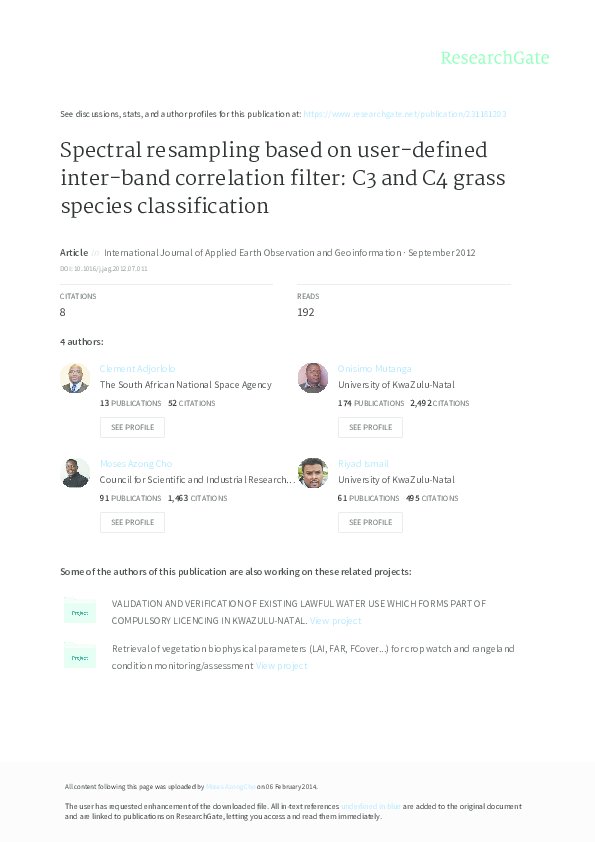 Pdf Spectral Resampling Based On User Defined Inter Band Correlation
