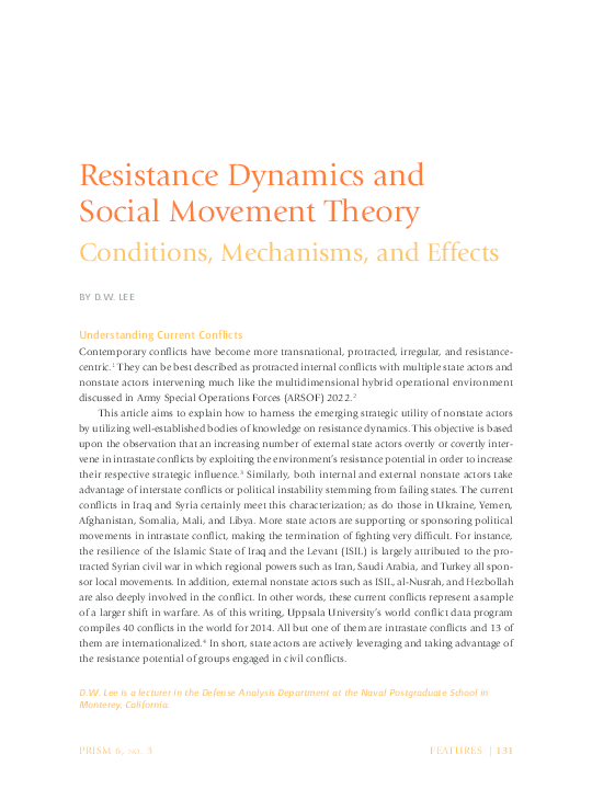 (PDF) Resistance Dynamics and Social Movement Theory Conditions ...
