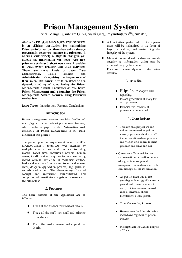 (PDF) prison system