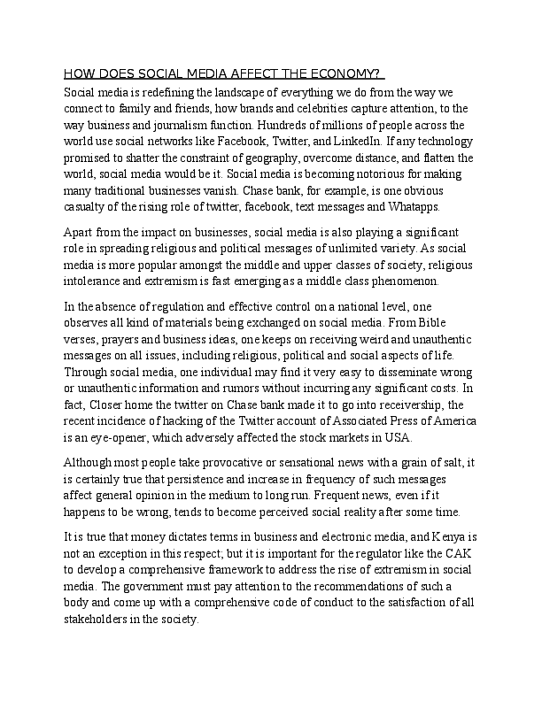 (DOC) HOW DOES SOCIAL MEDIA AFFECT THE ECONOMY