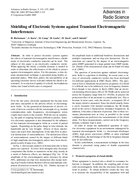 (PDF) Shielding of Electronic Systems against Transient Electromagnetic ...