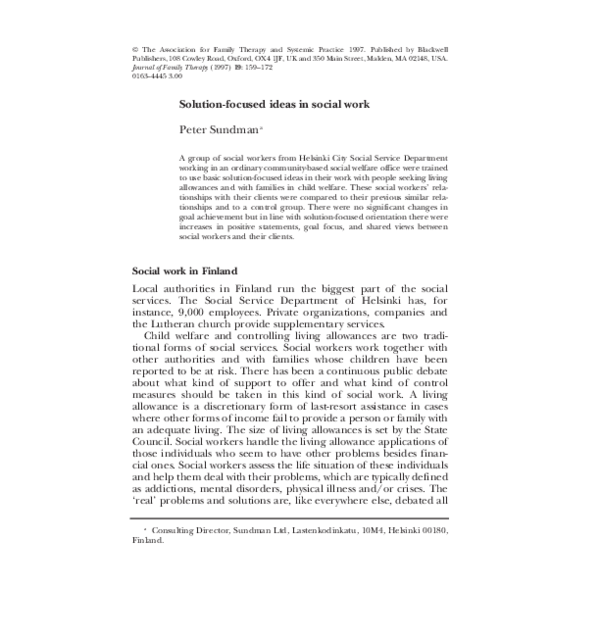 (PDF) Solution‐focused Ideas in Social Work