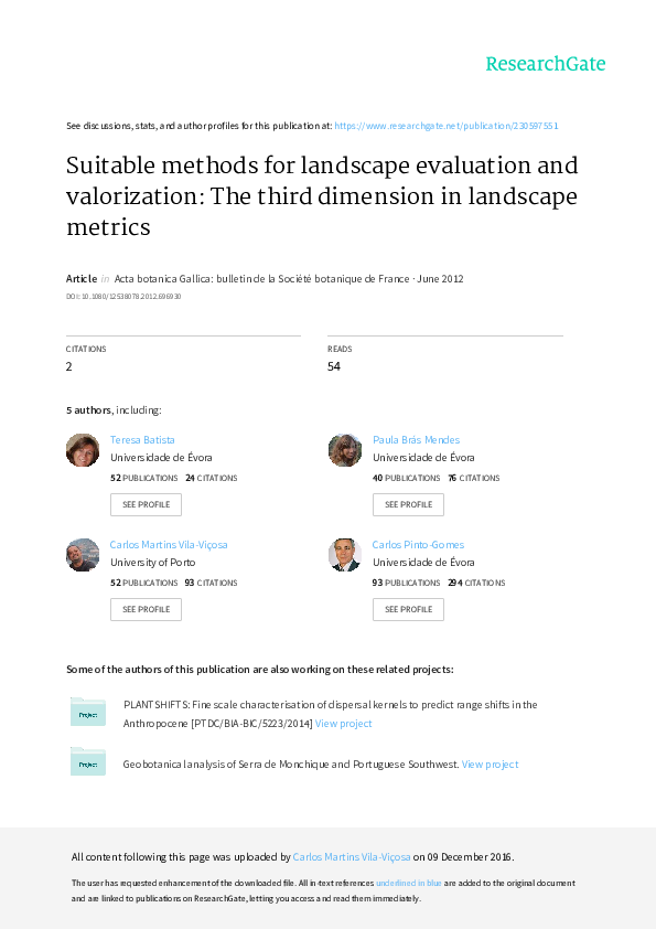 (PDF) Suitable methods for landscape evaluation and valorization: the ...