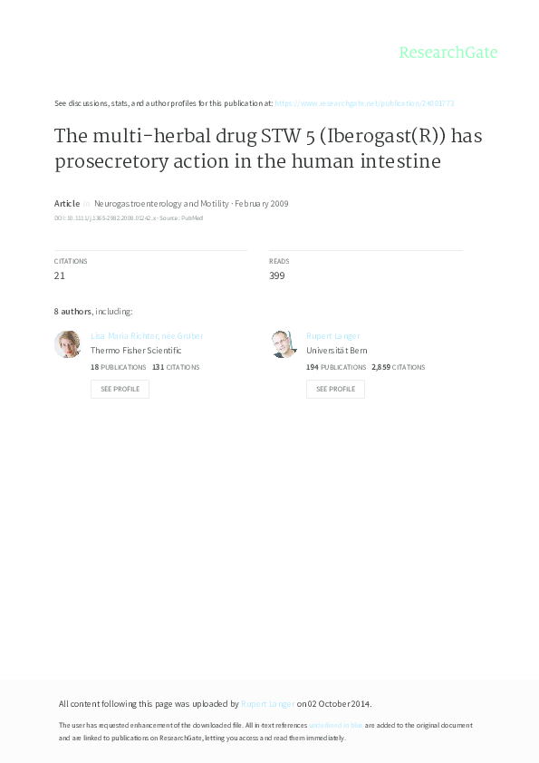 (PDF) The multi‐herbal drug STW 5 (Iberogast®) has prosecretory action ...