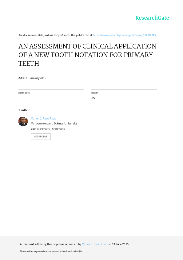 (PDF) An Assessment of Clinical Application of a New Tooth Notation for ...