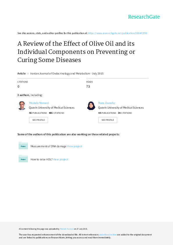 (PDF) A Review of the Effect of Olive Oil and its Individual Components ...