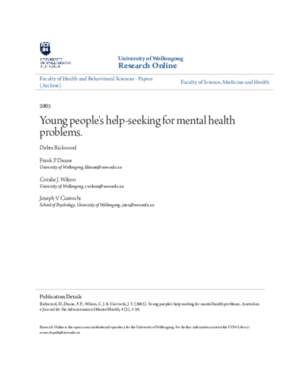 (PDF) Young people's help-seeking for mental health problems