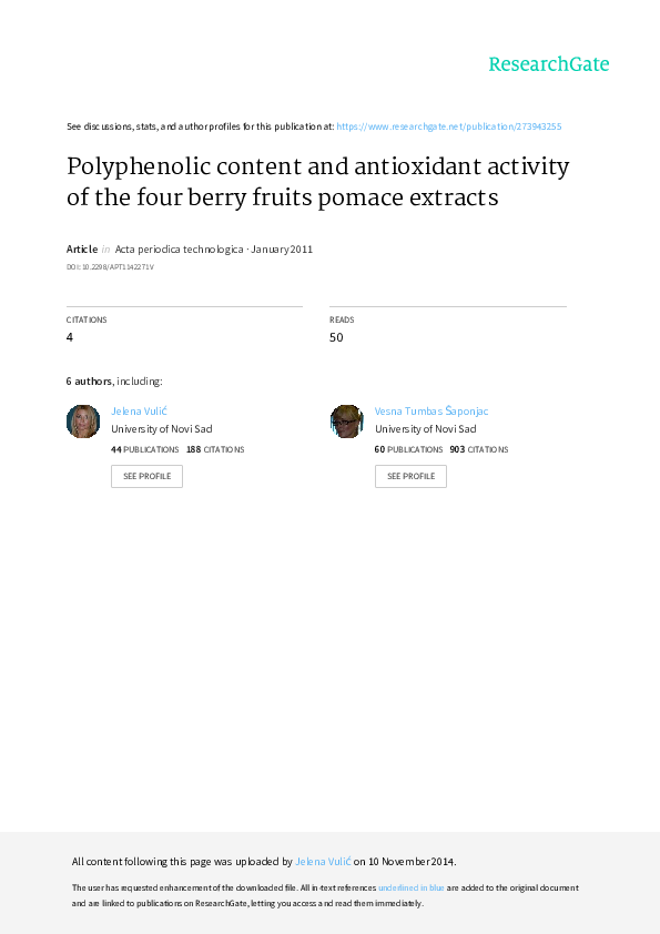 (PDF) Polyphenolic content and antioxidant activity of Hibiscus sabdariffa calyx