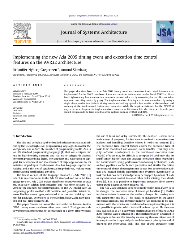 Pdf Implementing The New Ada 2005 Timing Event And Execution Time 5334