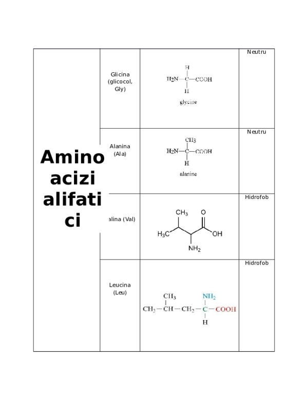 (DOC) Aminoa cizi alifatici Glicina (glicocol, Gly | Oana Panainte ...