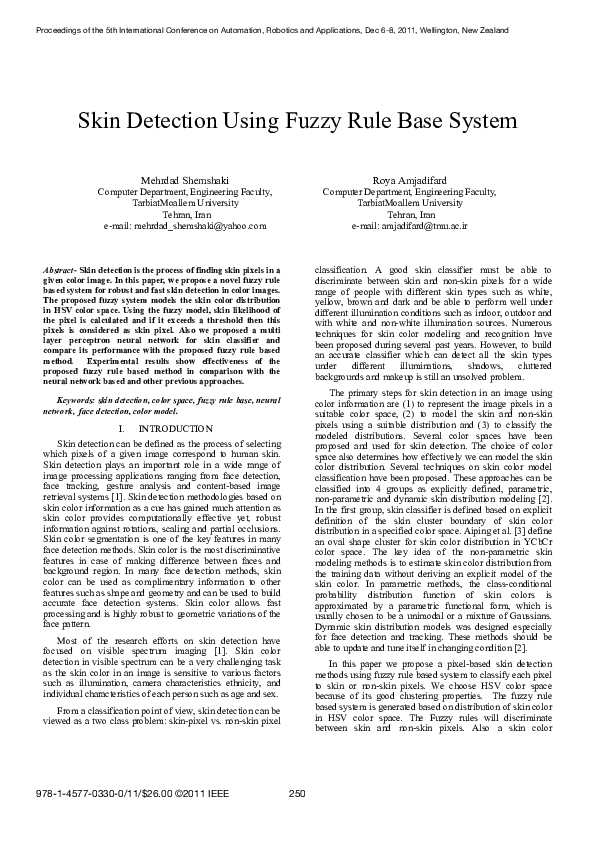 Pdf Skin Detection Using Fuzzy Rule Base System