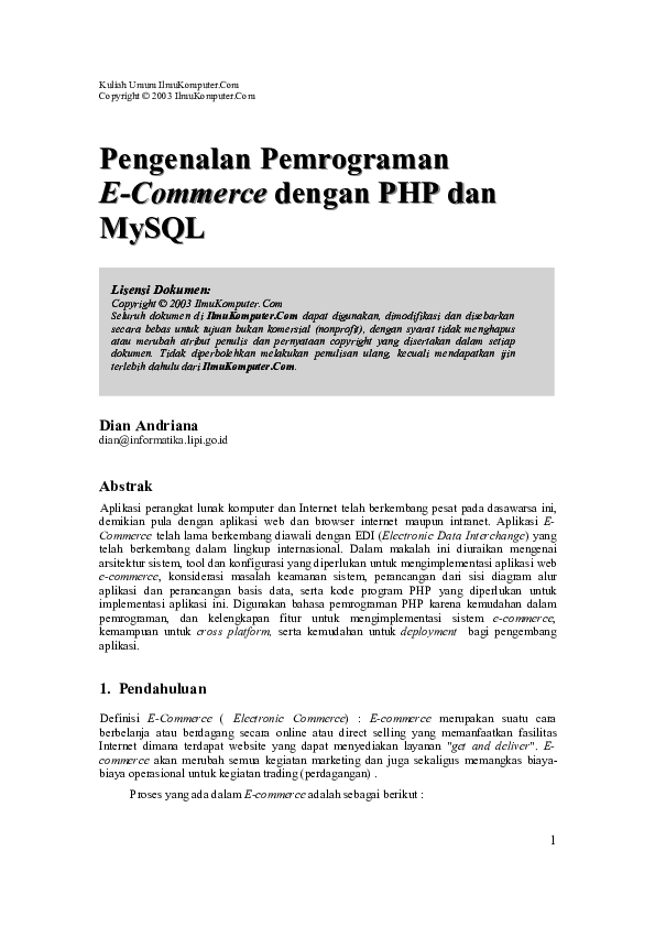 (PDF) Pengenalan Pemrograman Pengenalan Pemrograman E-Commerce E ...