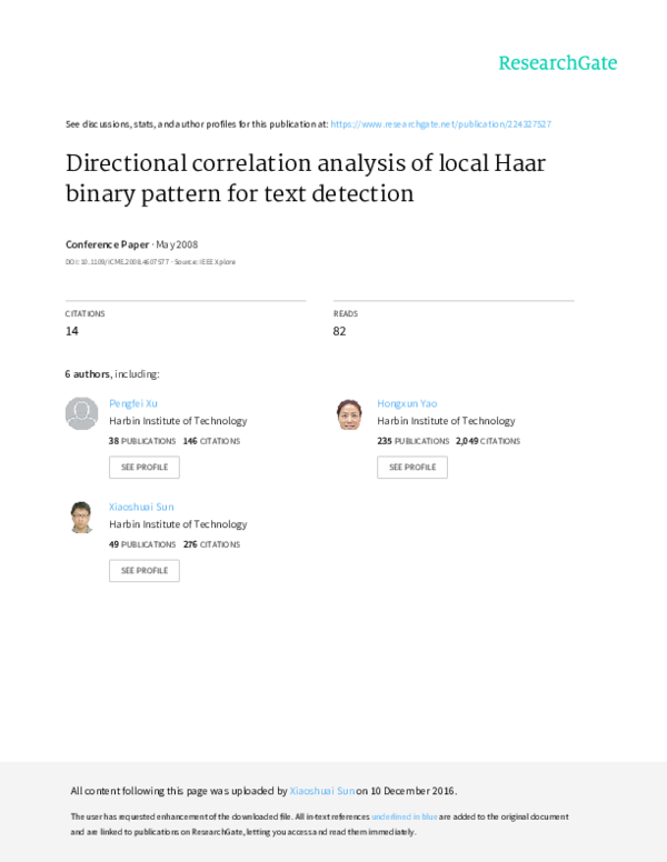 (PDF) Directional correlation analysis of local Haar binary pattern for text detection