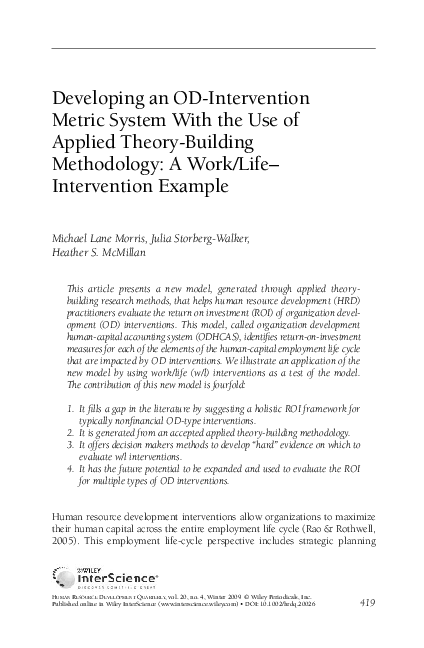 (PDF) Developing an OD‐intervention metric system with the use of ...