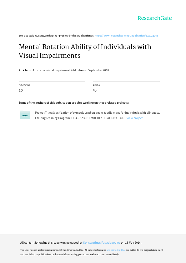 (PDF) Mental Rotation Ability of Individuals with Visual Impairments