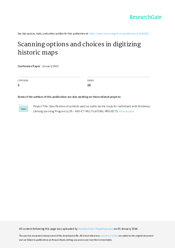 (PDF) Scanning options and choices in digitizing historic maps