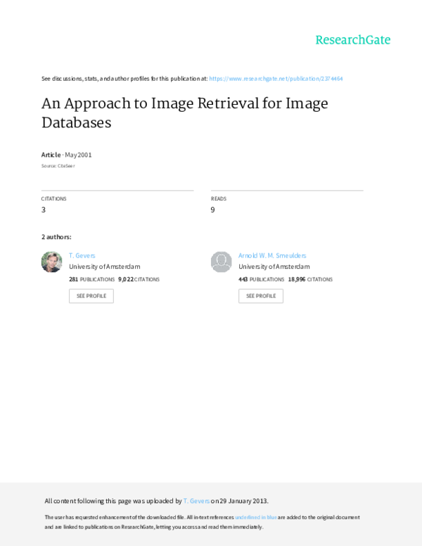 (PDF) An approach to image retrieval for image databases