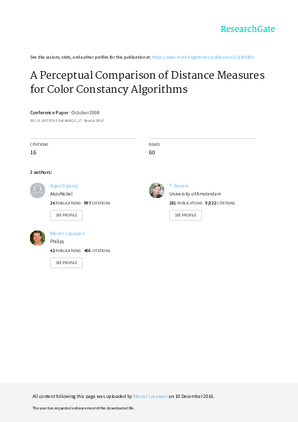 (PDF) A Perceptual Comparison of Distance Measures for Color Constancy ...