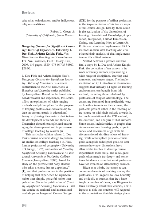 (PDF) Designing Courses for Significant Learning: Voices of Experience ...