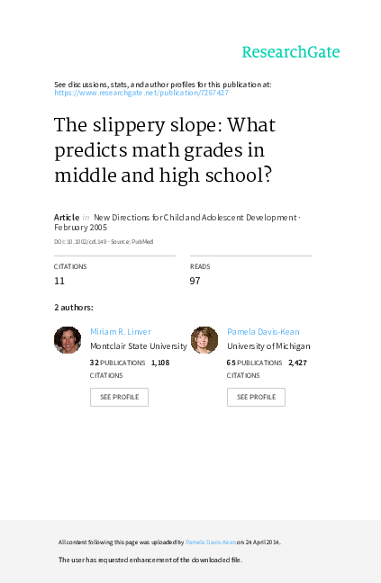 (PDF) The slippery slope: What predicts math grades in middle and high ...