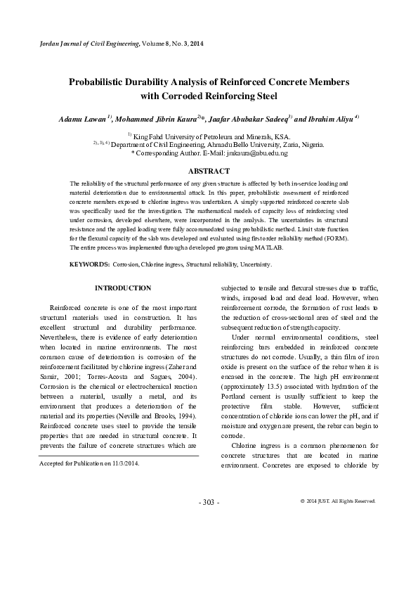 (PDF) Probabilistic Durability Analysis of Reinforced Concrete Members with Corroded Reinforcing ...