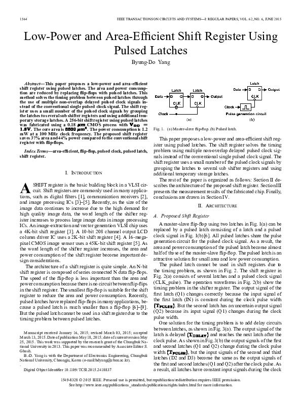(PDF) Low-Power and Area-Efficient Shift Register Using Pulsed Latches