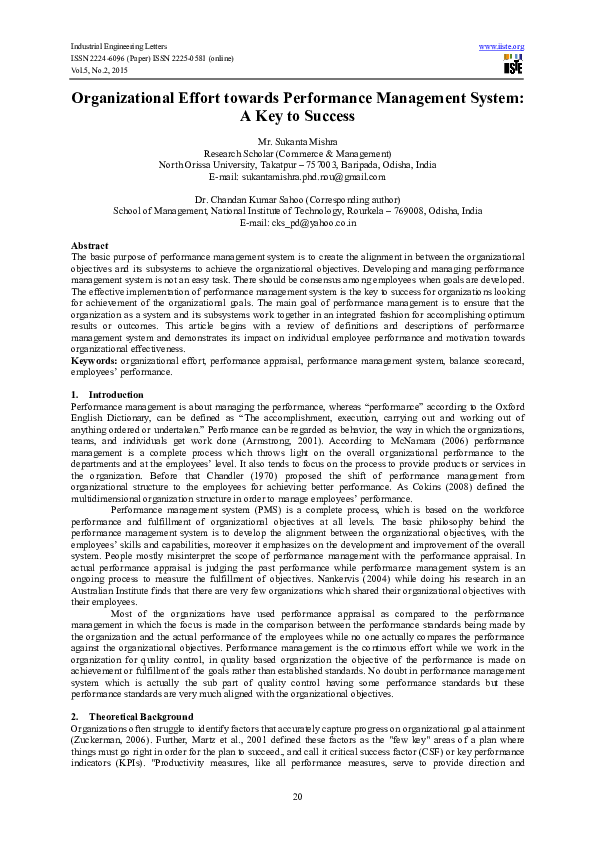 (PDF) Organizational Effort towards Performance Management System: A ...