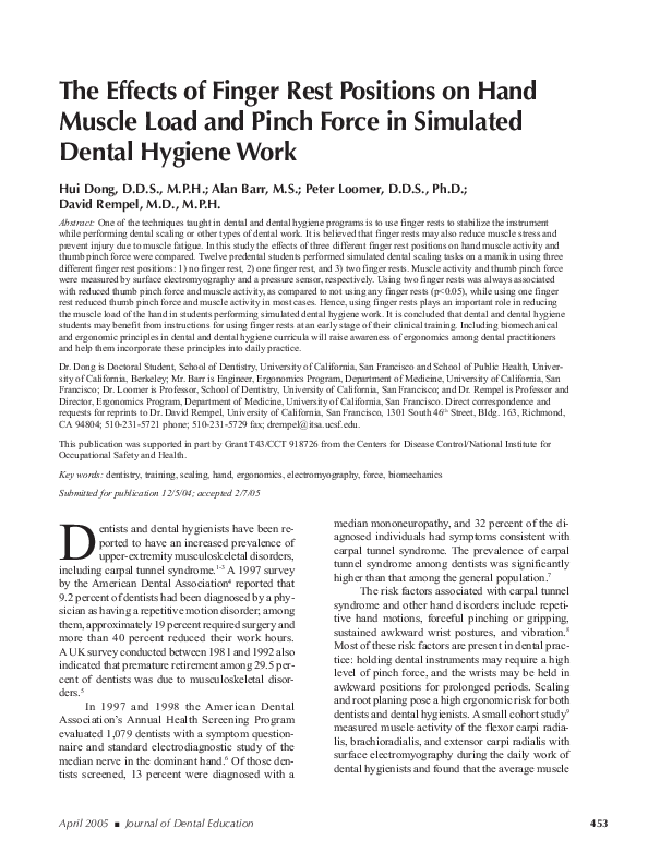(PDF) The effects of finger rest positions on hand muscle load and ...